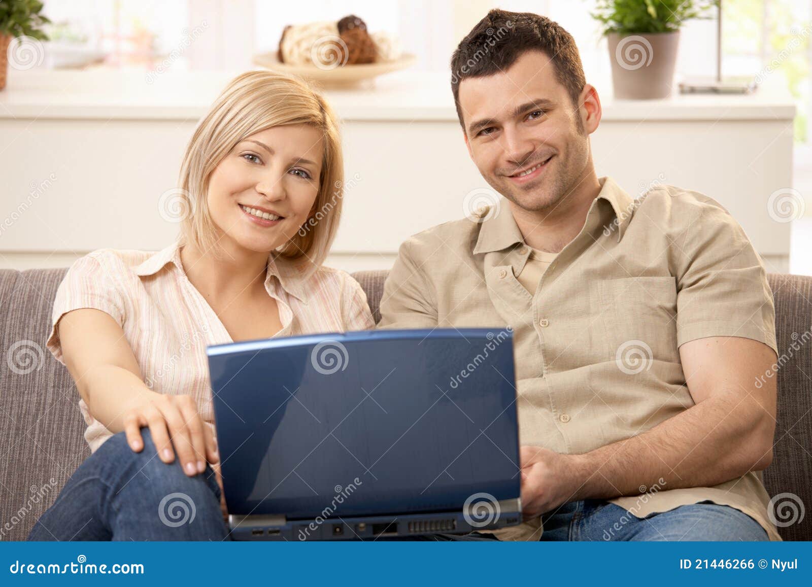 Couple with laptop stock photo. Image of computer, female - 21446266