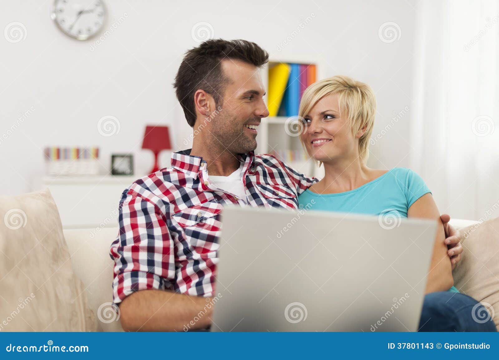 Couple with laptop stock image. Image of contemporary - 37801143