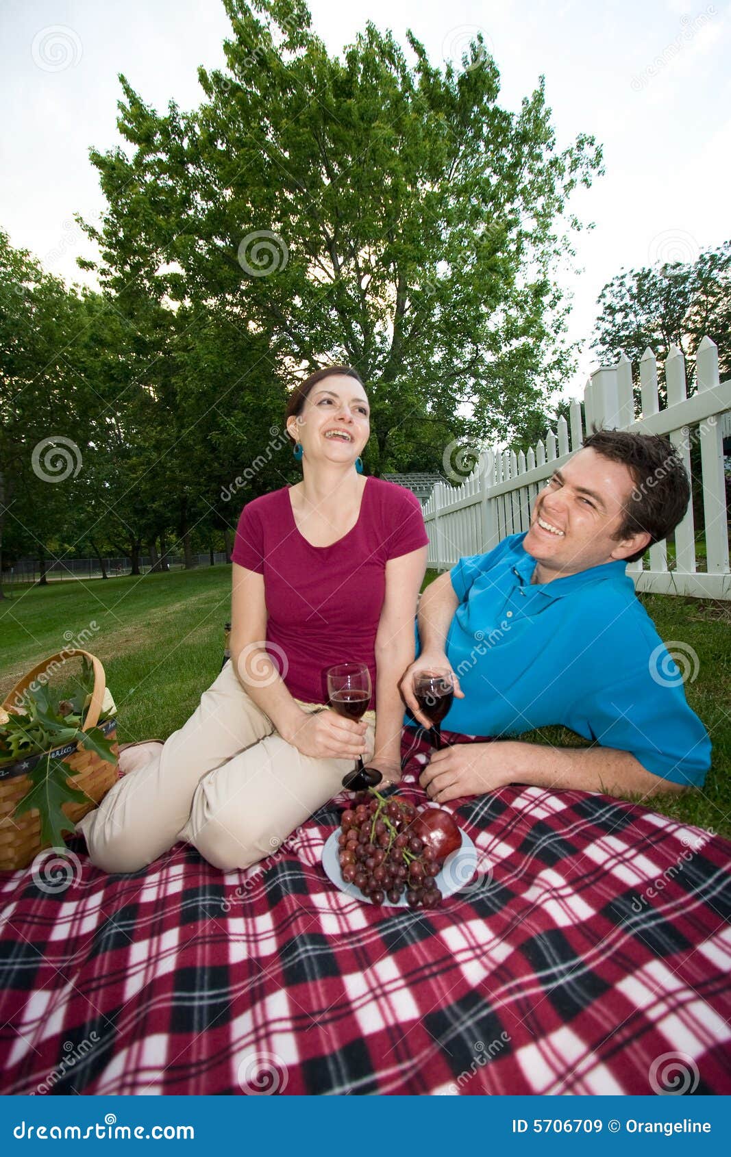 Couple Laughing At Picnic - Vertical Picture. Image: 5706709