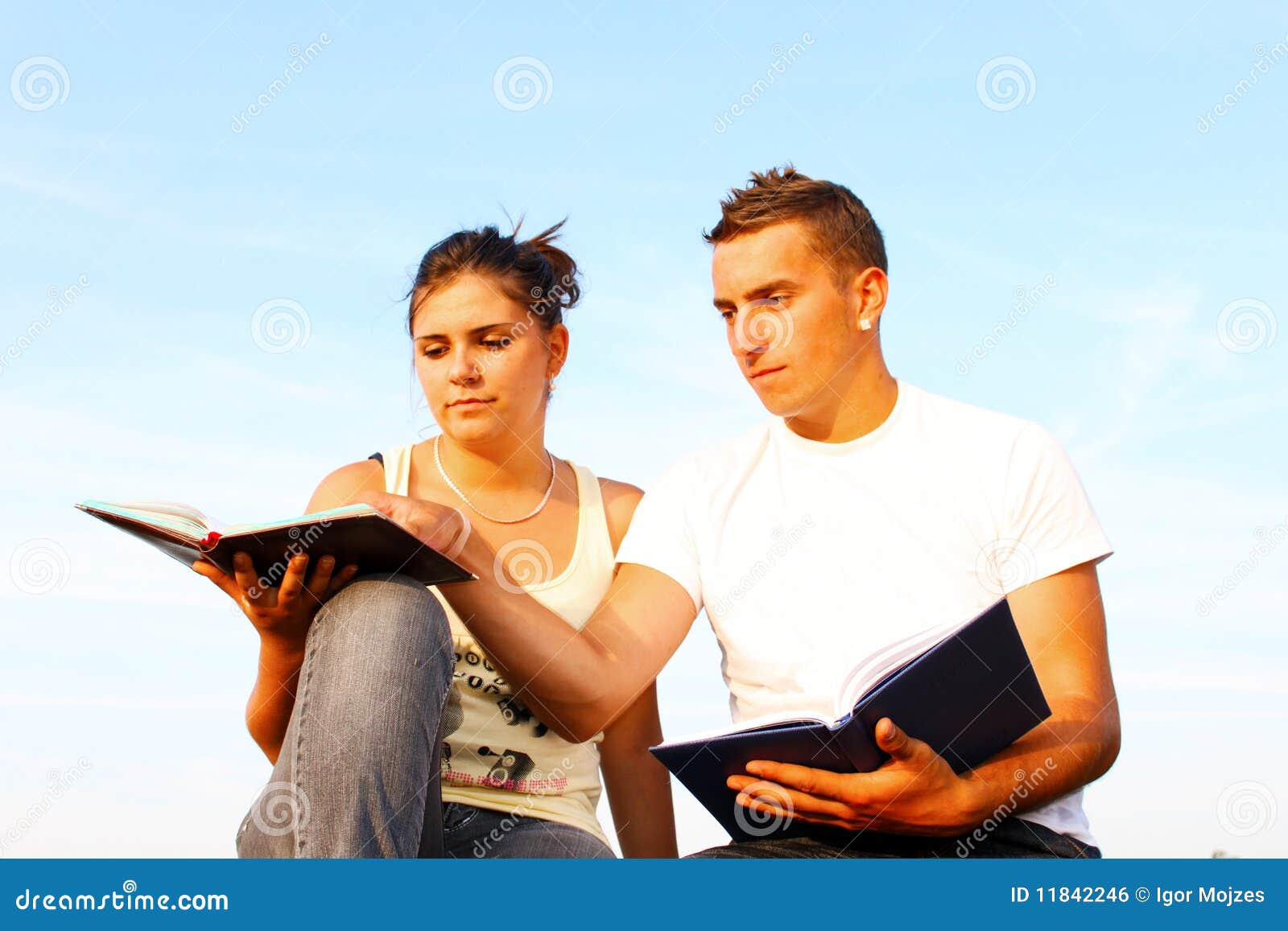 Couple learning stock photo. Image of green, young, white - 11842246