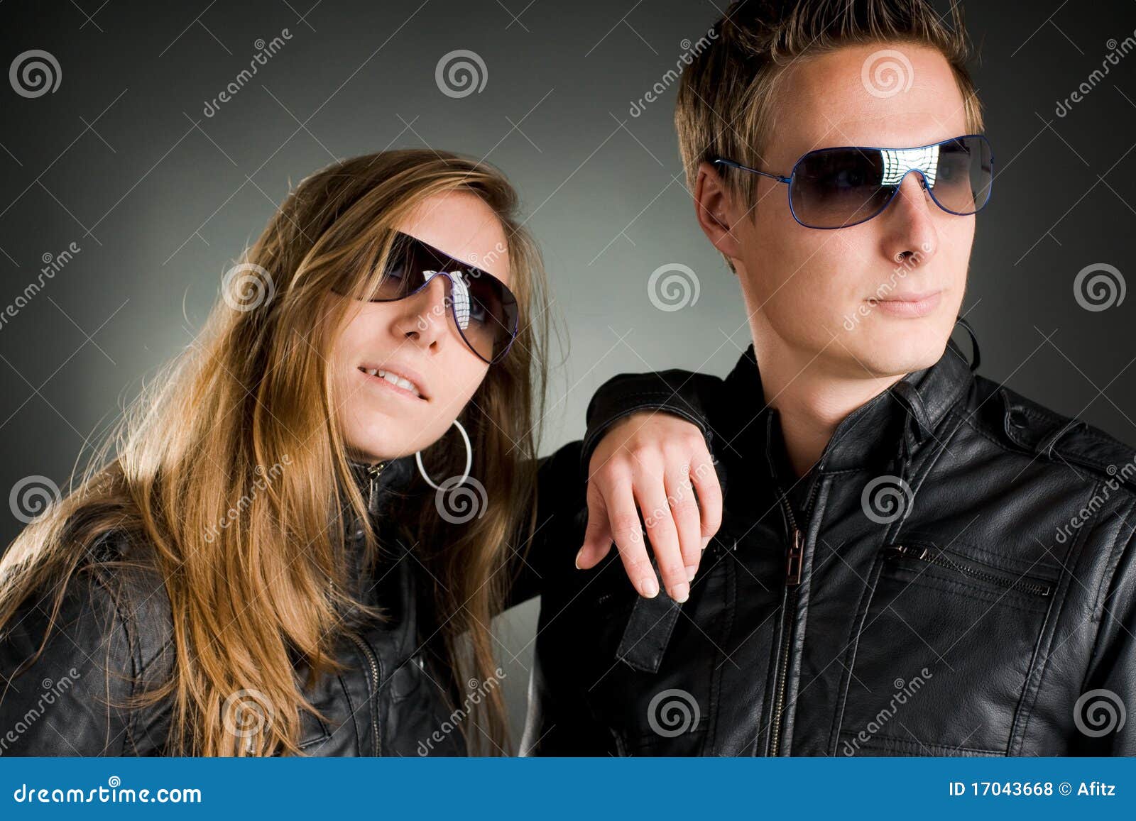 Couple with Leather Jackets Stock Photo - Image of adult, human: 17043668