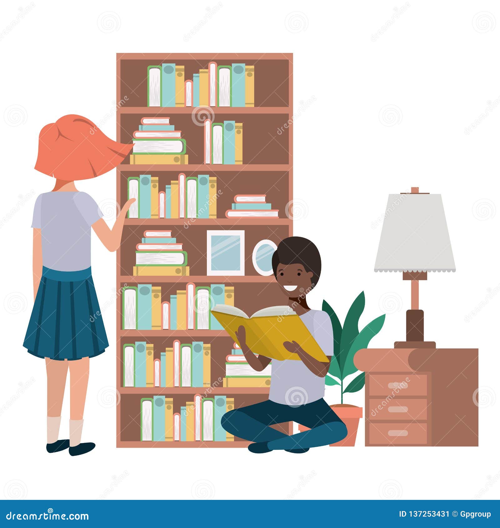Couple in the Library Avatar Character Stock Vector - Illustration of ...