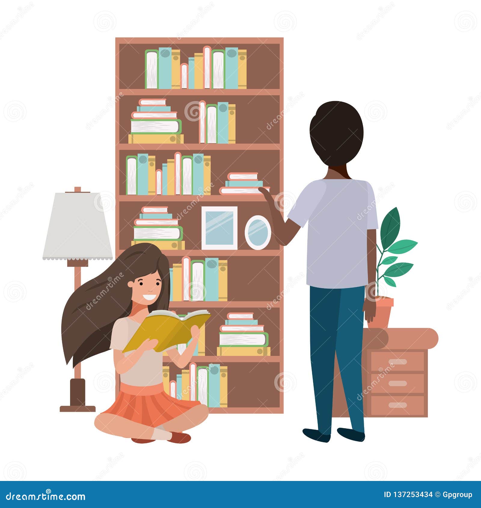 Couple in the Library Avatar Character Stock Vector - Illustration of ...