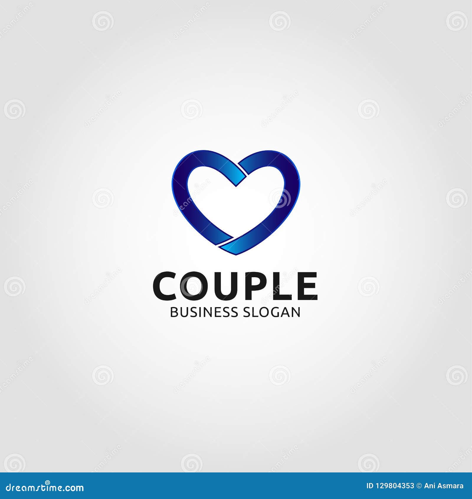 Couple - Line Heart Logo stock vector. Illustration of concept - 129804353