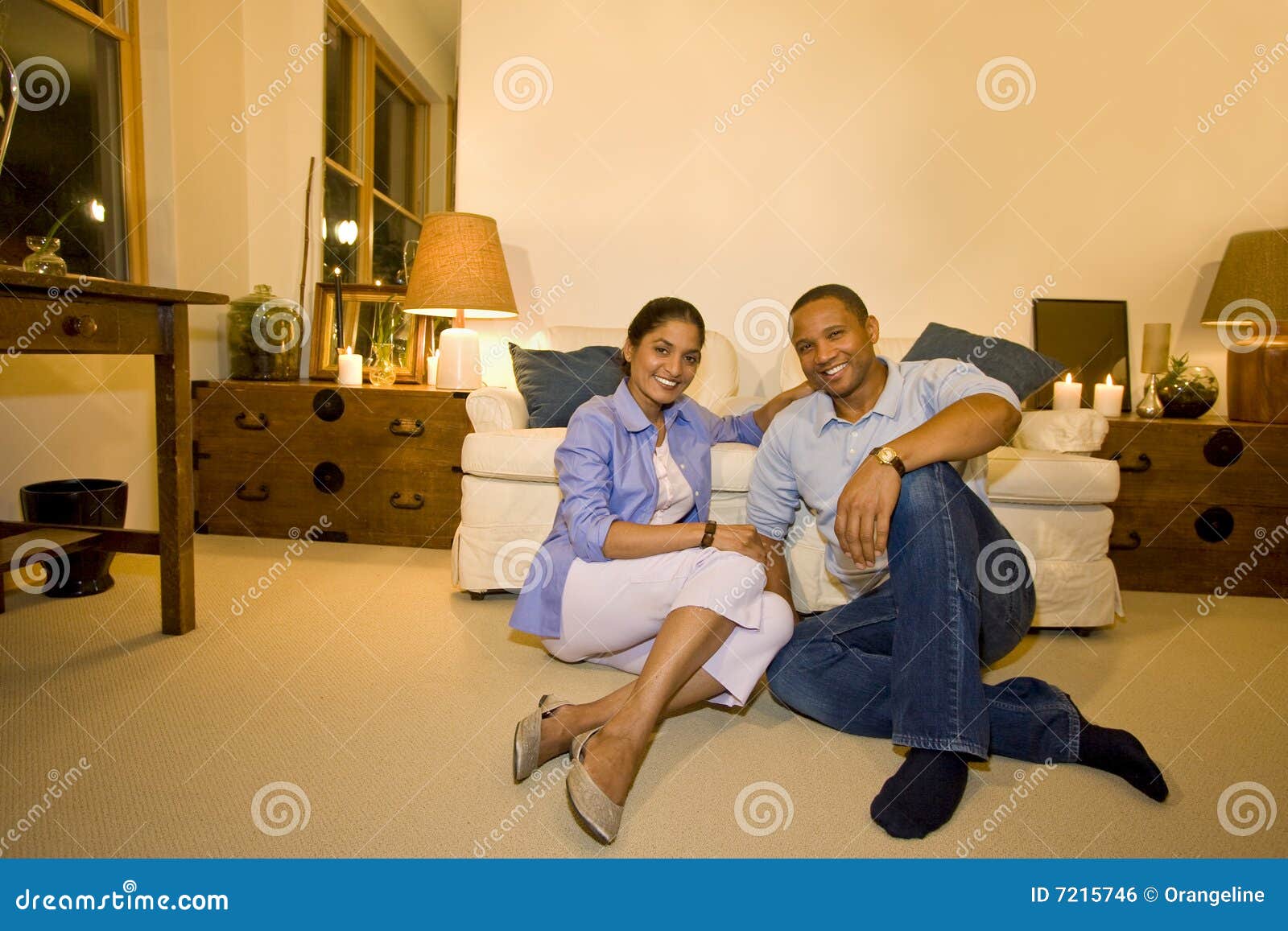 Couple in Living Room stock photo. Image of happy, attractive - 7215746