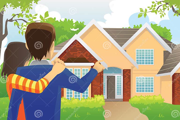 Couple looking at a house stock vector. Illustration of cartoon - 23662856