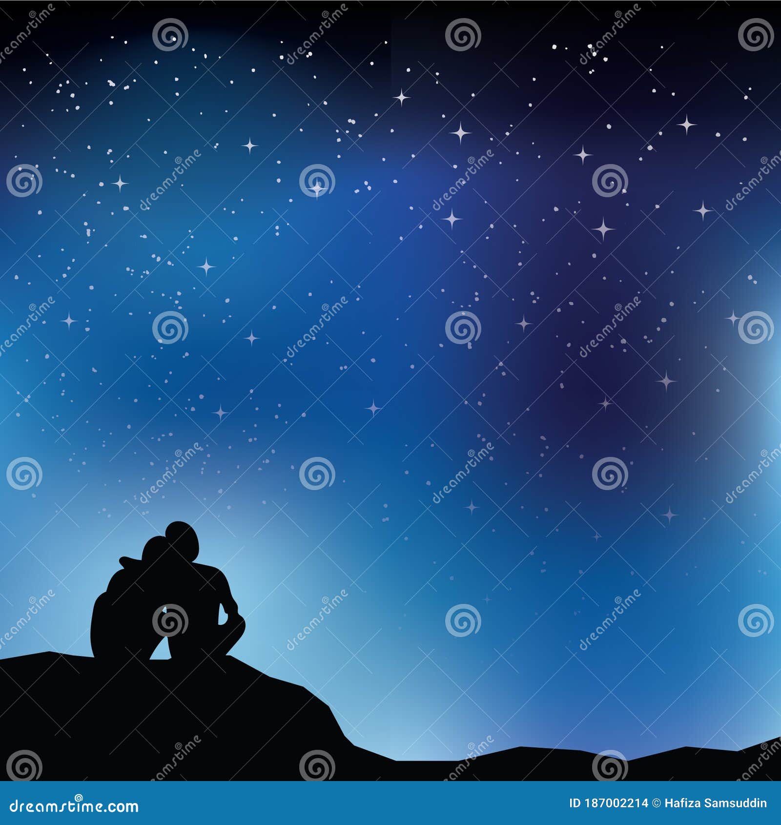 Couple Looking at Stars. Vector Illustration Decorative Design Stock ...