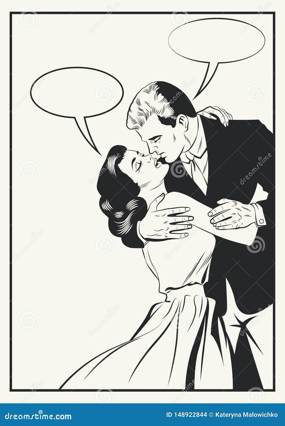 Couple in Love Comic Book Style Illustration Stock Vector ...