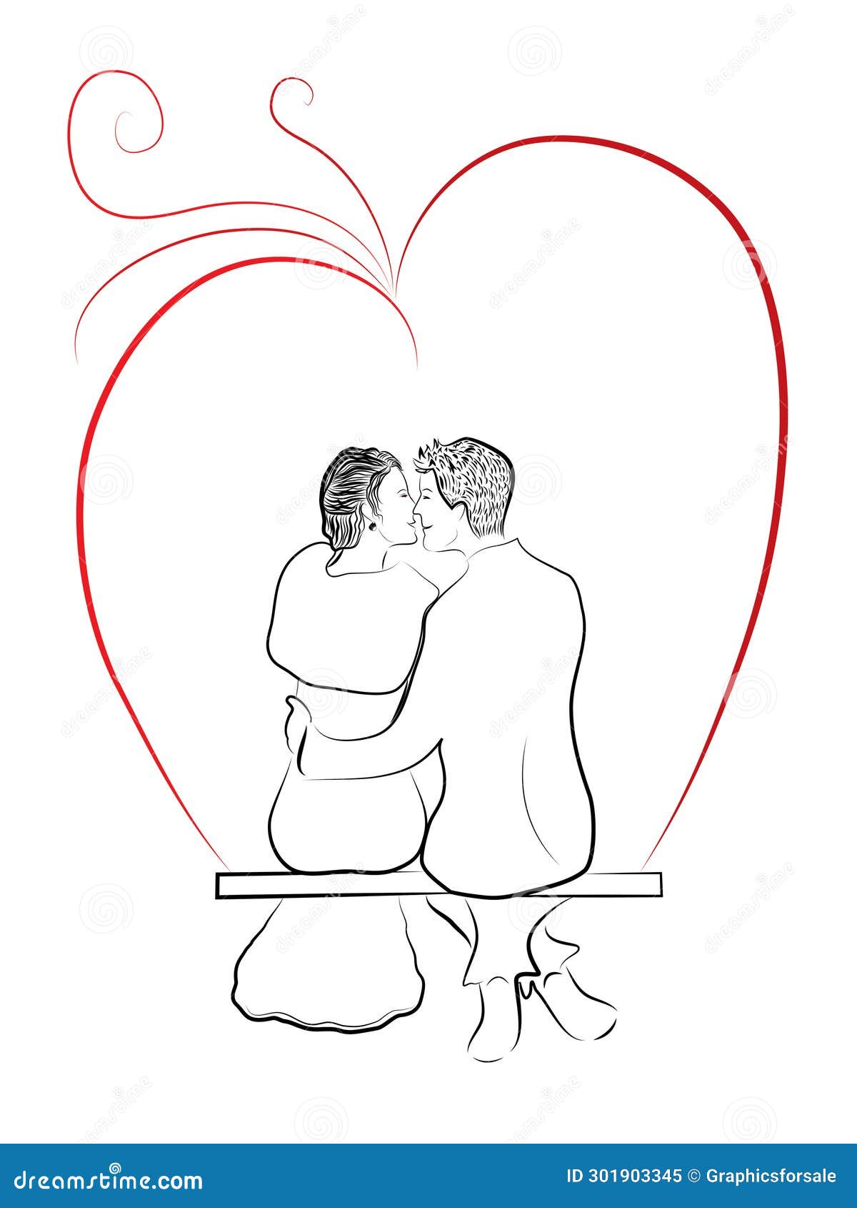 Wedding Couple Line Art Drawing Stock Vector - Illustration of isolated ...