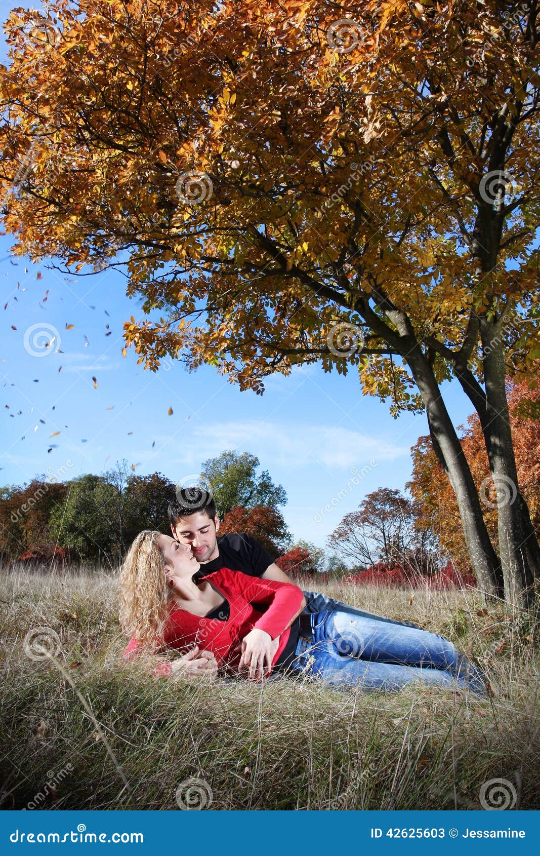 Couple in love in autumn stock image. Image of fashion - 42625603