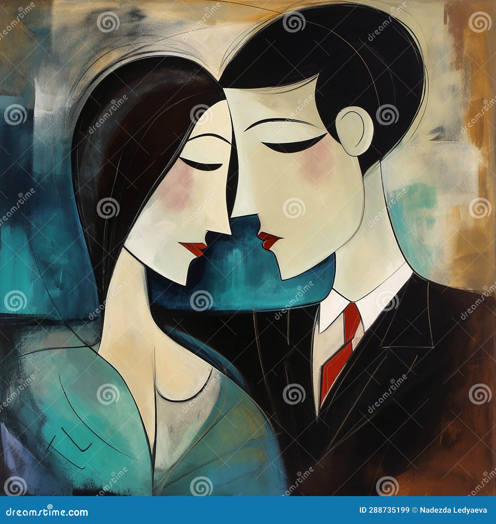 A Couple in Love with a Beautiful Drawing. Stock Illustration ...