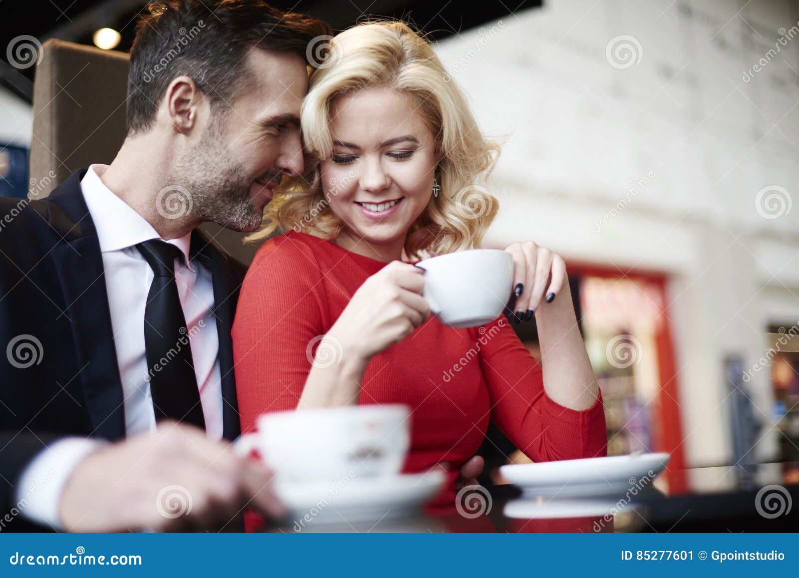 Couple in love in cafe stock image. Image of handsome - 85277601