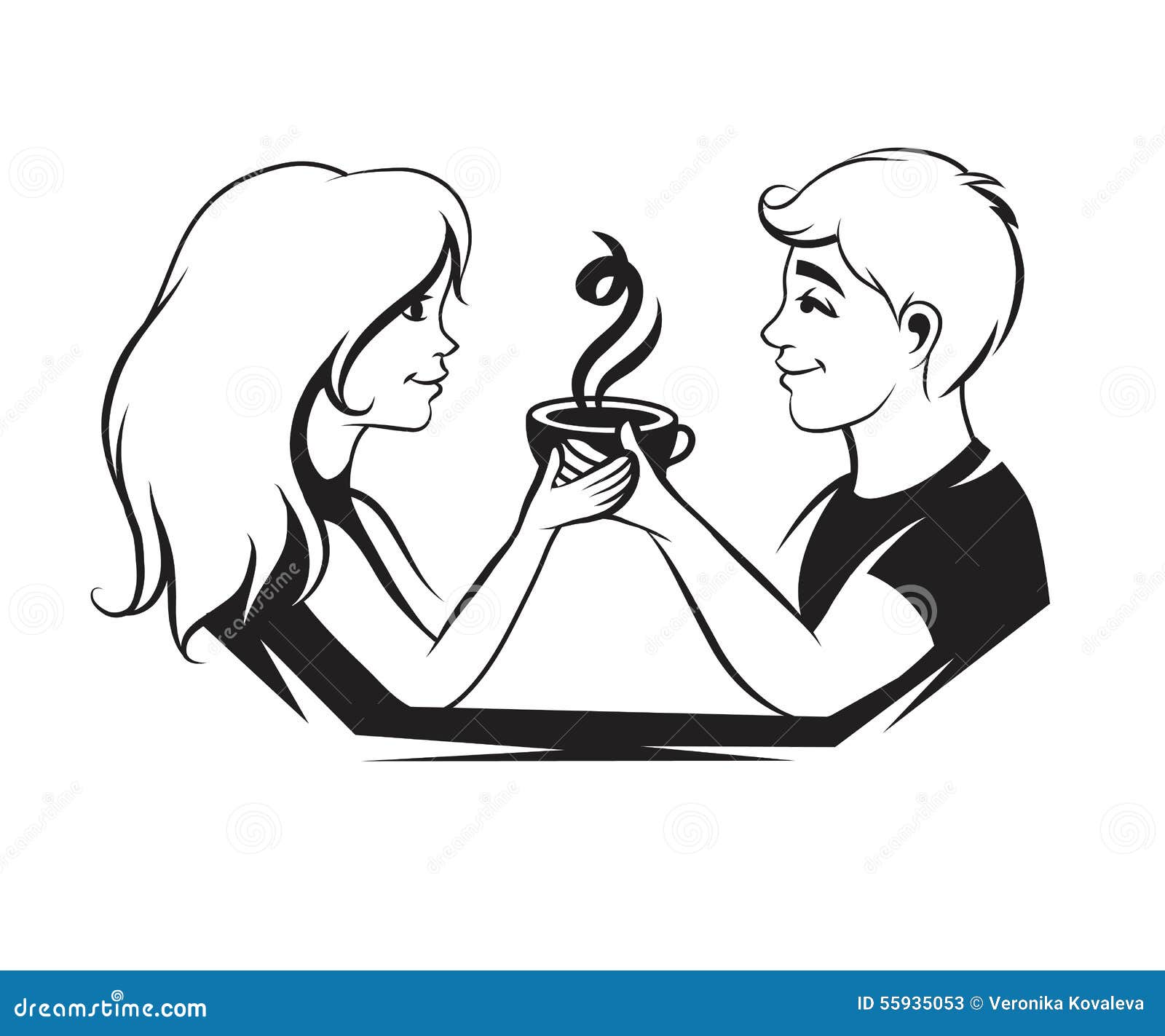 Couple in love with coffee stock vector. Illustration of happy - 55935053