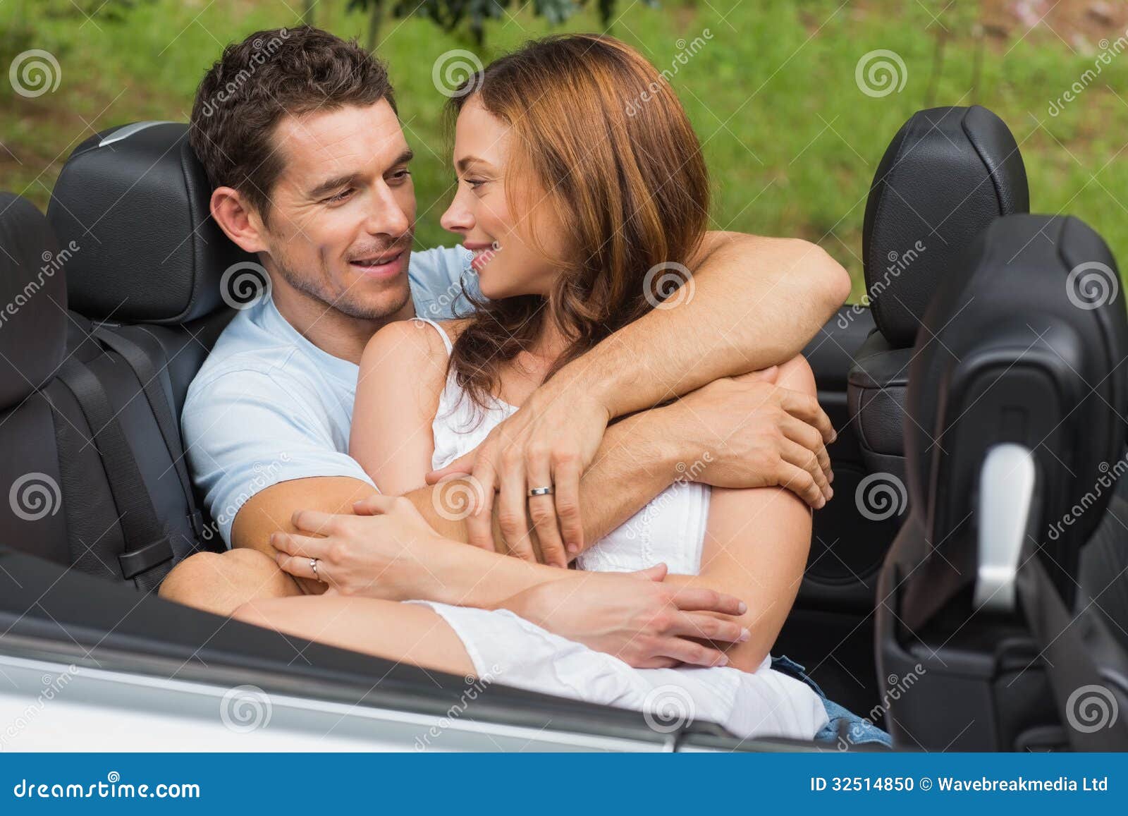 Couple in Love Cuddling in the Backseat Stock Photo - Image of leisure ...
