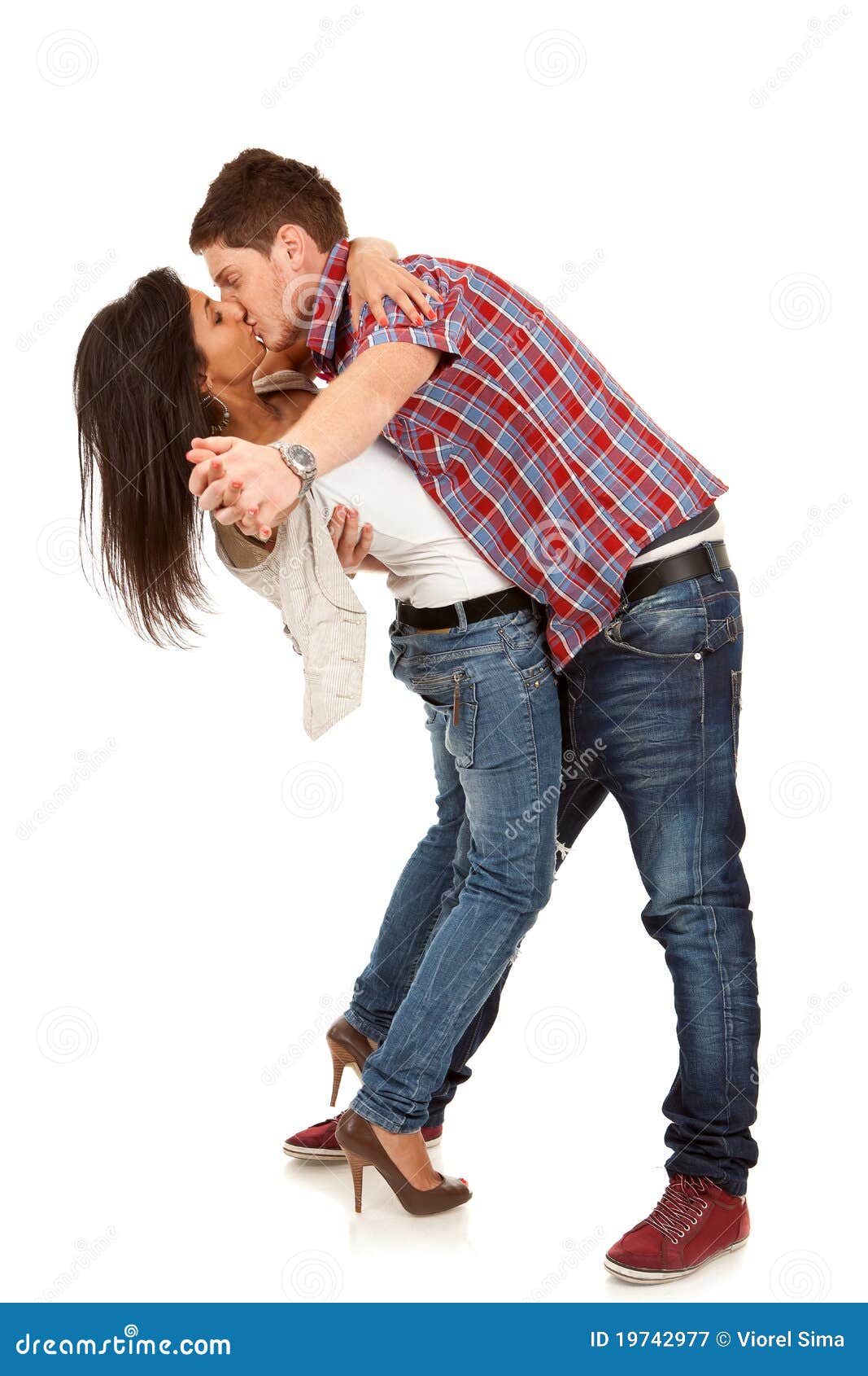 Couple in Love Dancing and Kissing Stock Image - Image of music, female ...