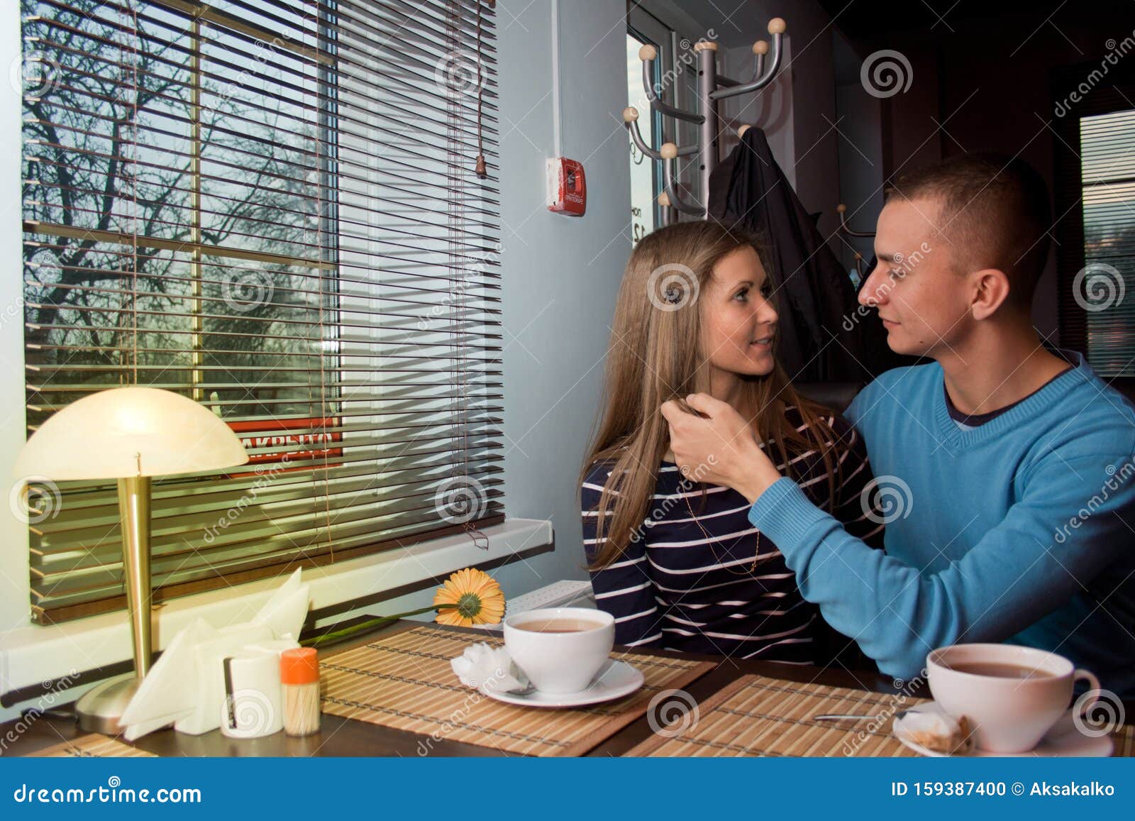 Couple in Love Drinking Tea Stock Photo - Image of love, girl: 159387400