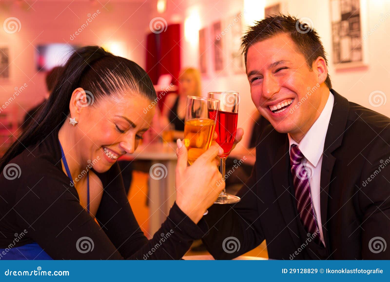 Couple in Love Enjoying Drinks Stock Image - Image of anniversary, club ...