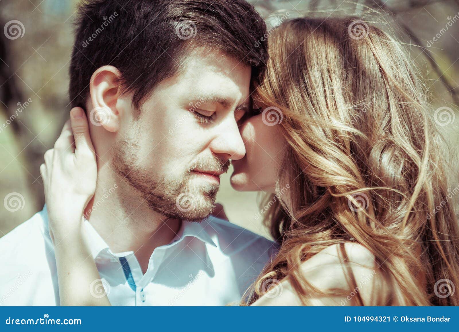 Couple in Love in the Forest. Stock Image - Image of boyfriend ...
