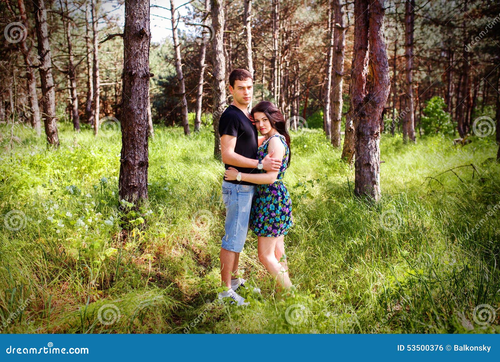Couple in Love in the Forest Stock Photo - Image of embracing, fall ...
