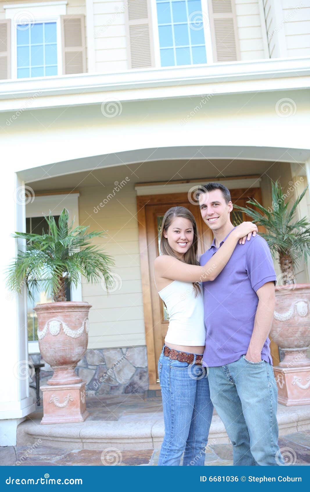 Couple in Love in Front of Home Stock Photo - Image of outdoor ...
