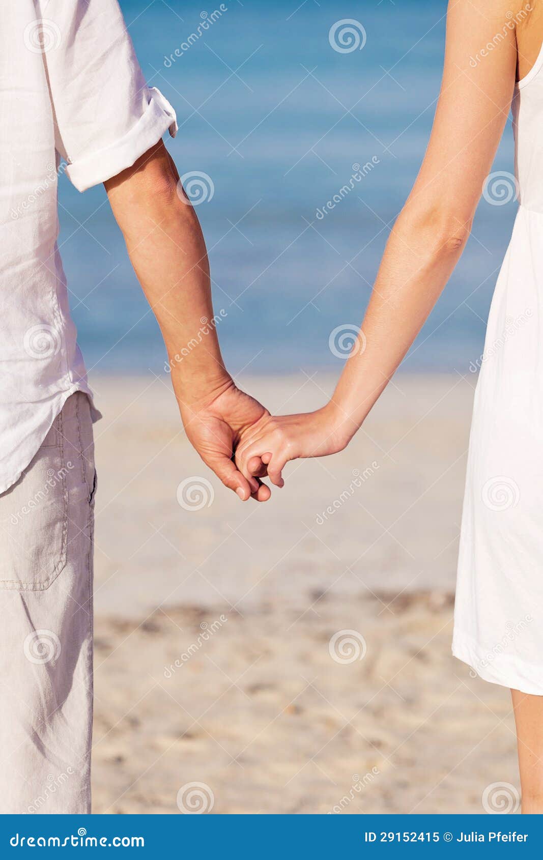 Couple in Love Hand in Hand on Beach in Summer Stock Image - Image of ...