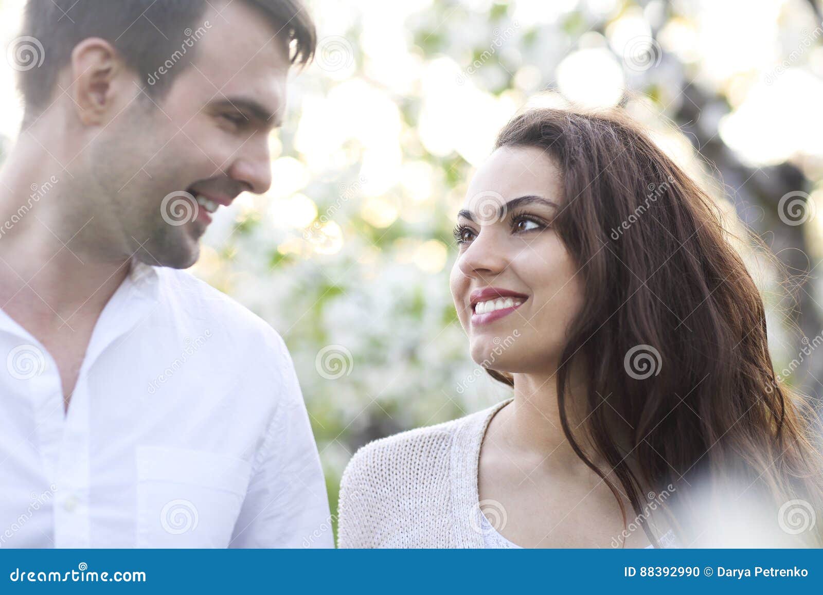 Couple in Love Have Fun in Nature Stock Photo - Image of embrace, bloom ...