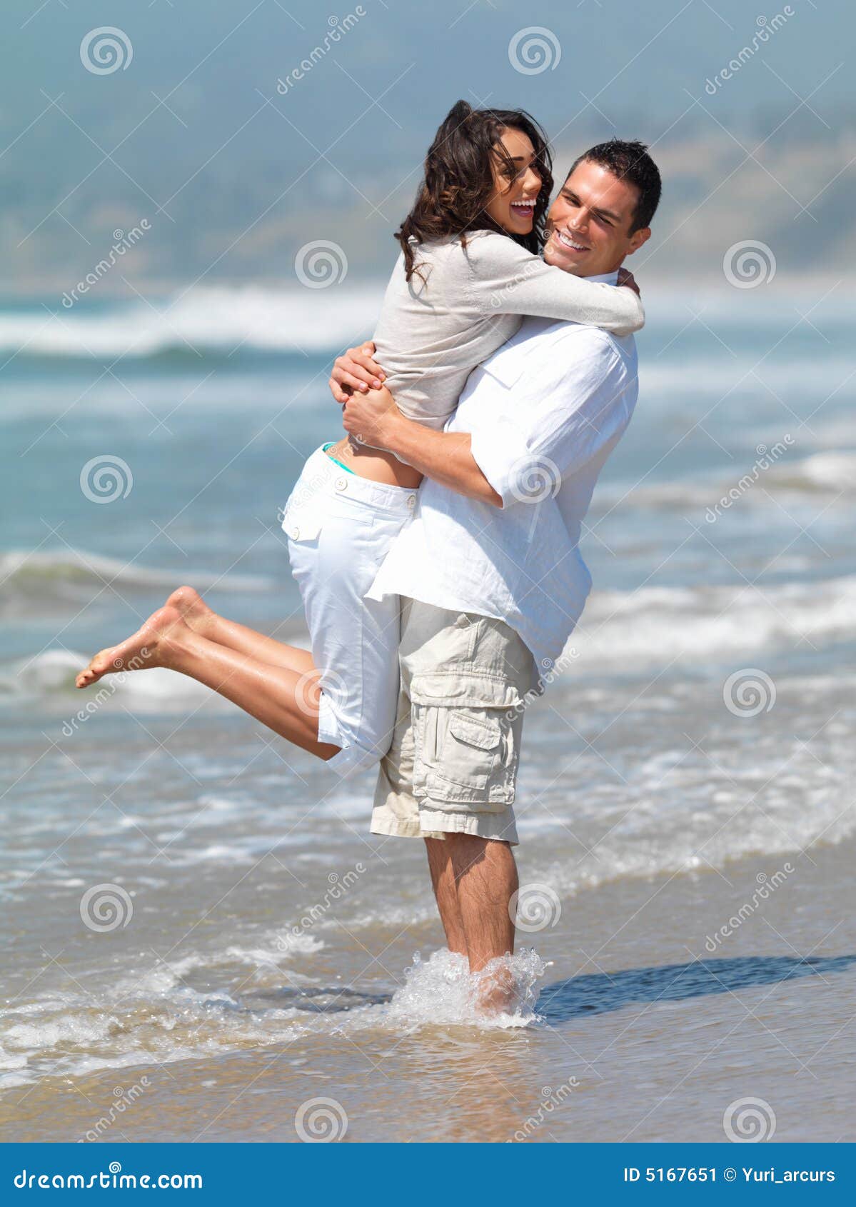 Couple in Love Having Fun on the Beach. Stock Image - Image of ...