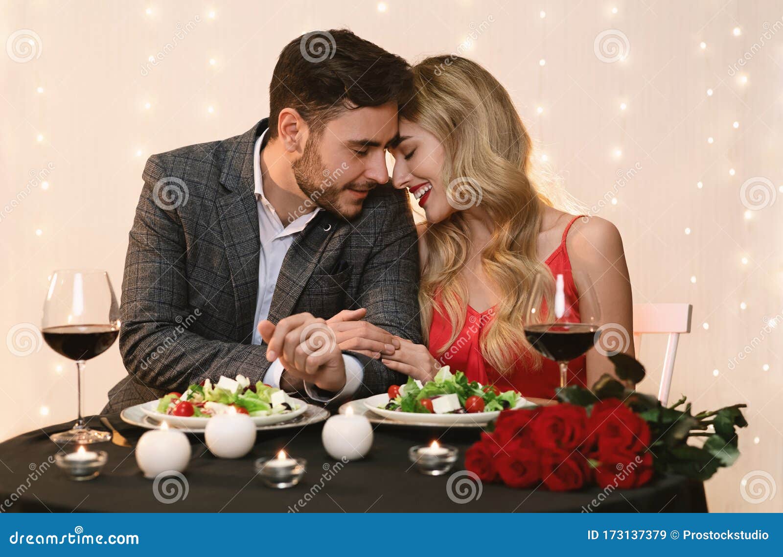 Couple In Love Having Romantic Dinner In Restaurant Stock Image Image