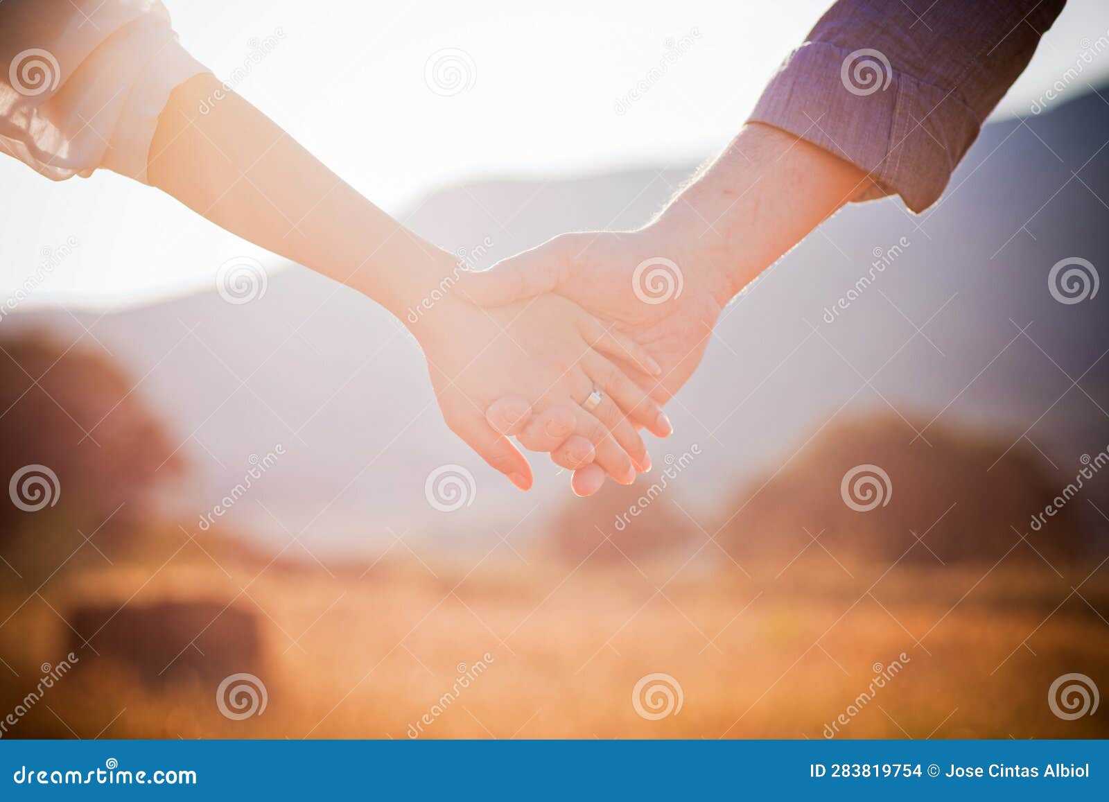 Pair of Lovers Holding Hands Affectionately Stock Photo - Image of ...