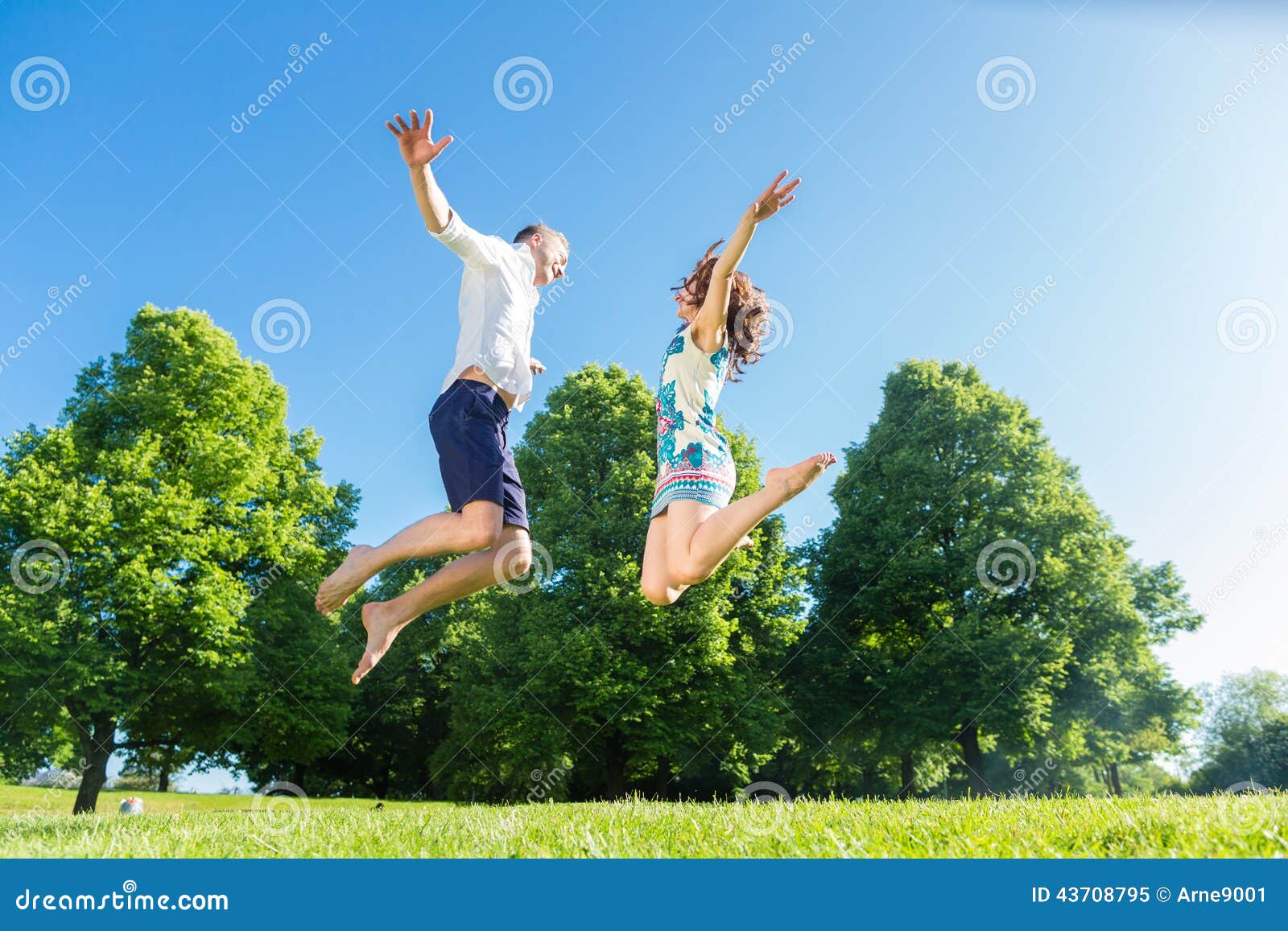 Couple in love jumping stock image. Image of caucasian - 43708795