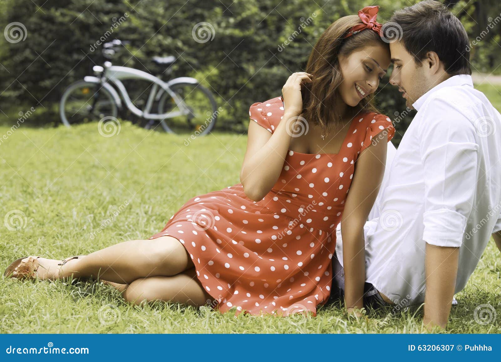 Couple in love in the park stock image. Image of leisure - 63206307
