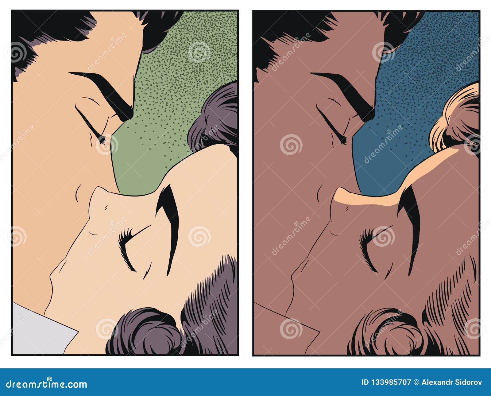 Couple In Love People In Retro Style Pop Art And Vintage Advert Stock