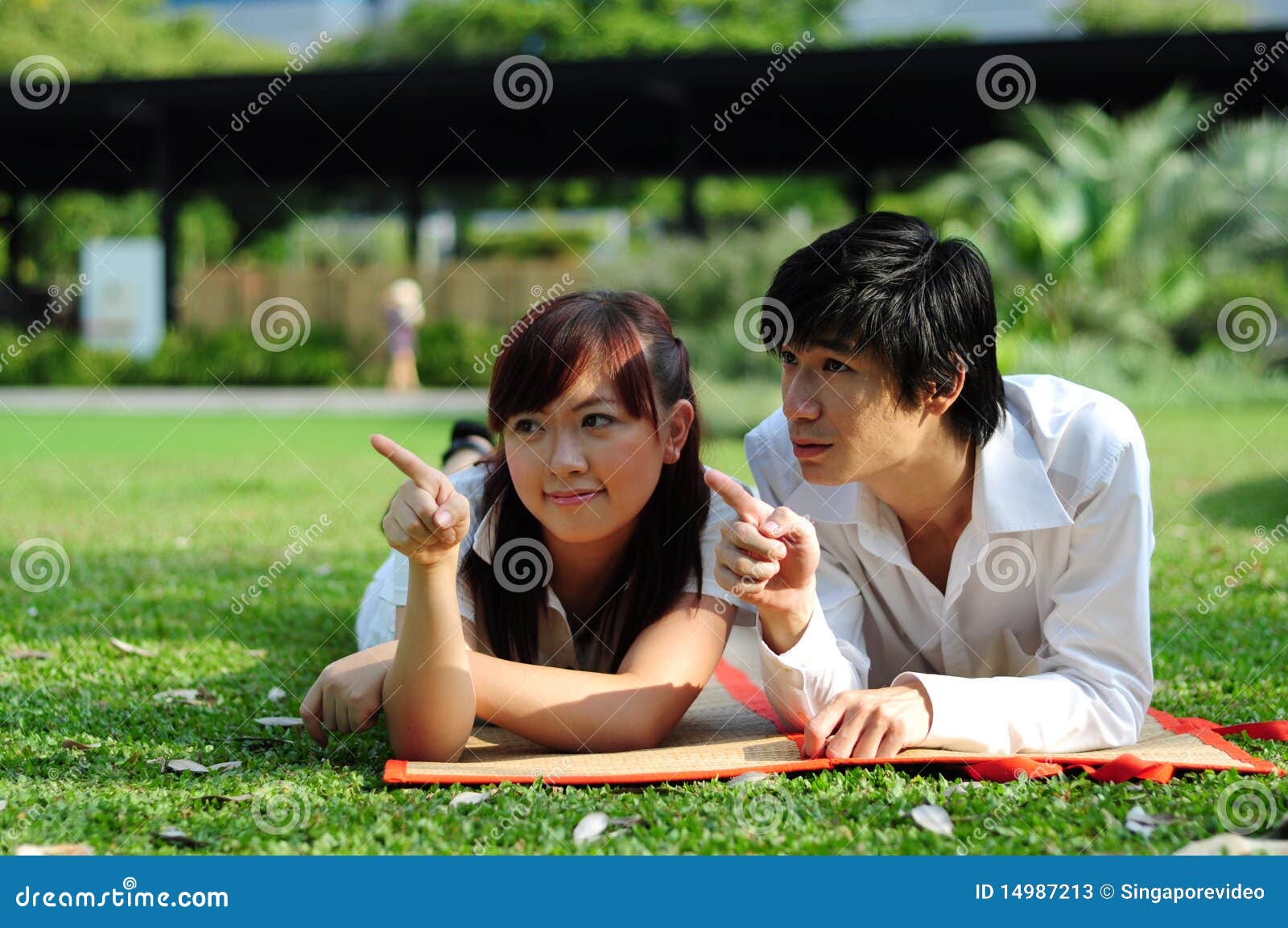 Couple in Love Pointing at Interest Stock Image - Image of holiday ...