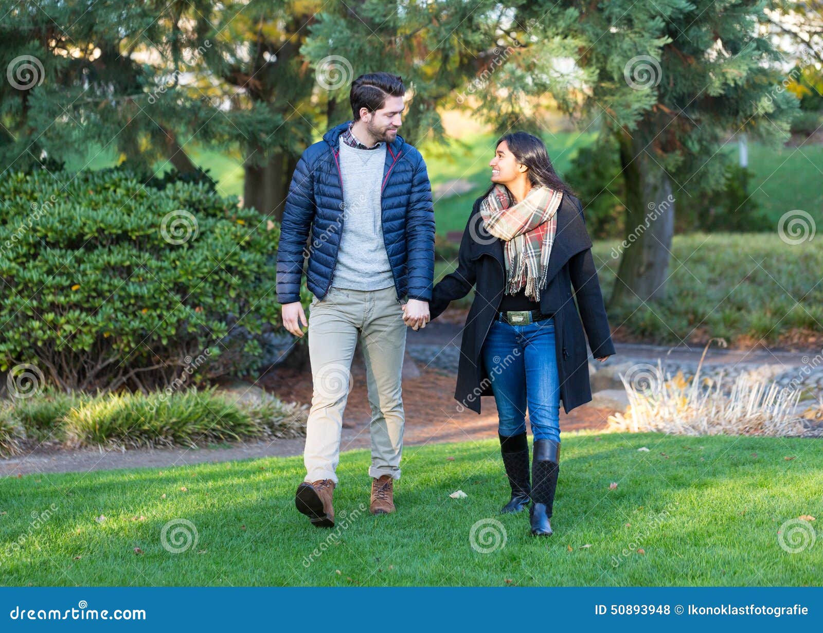 Couple in Love Running Outdoors Holding Hands Stock Photo - Image of ...