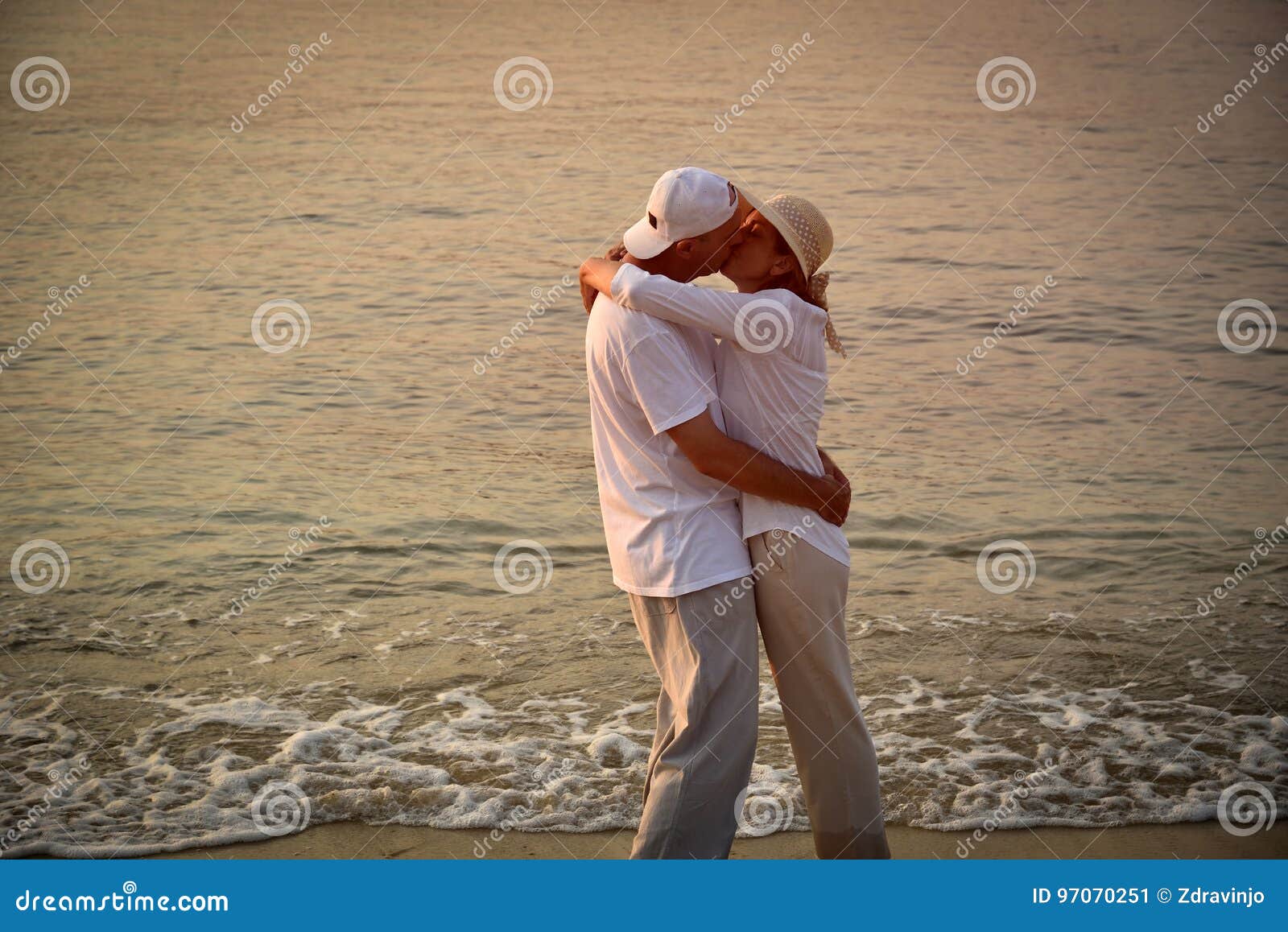 Couple in Love on the Sandy Beach in the Sunset Stock Image - Image of ...