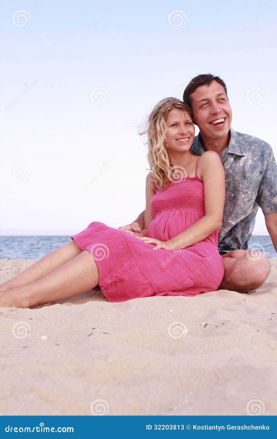 Couple in Love on the Shore of the Sea Stock Image - Image of happiness ...