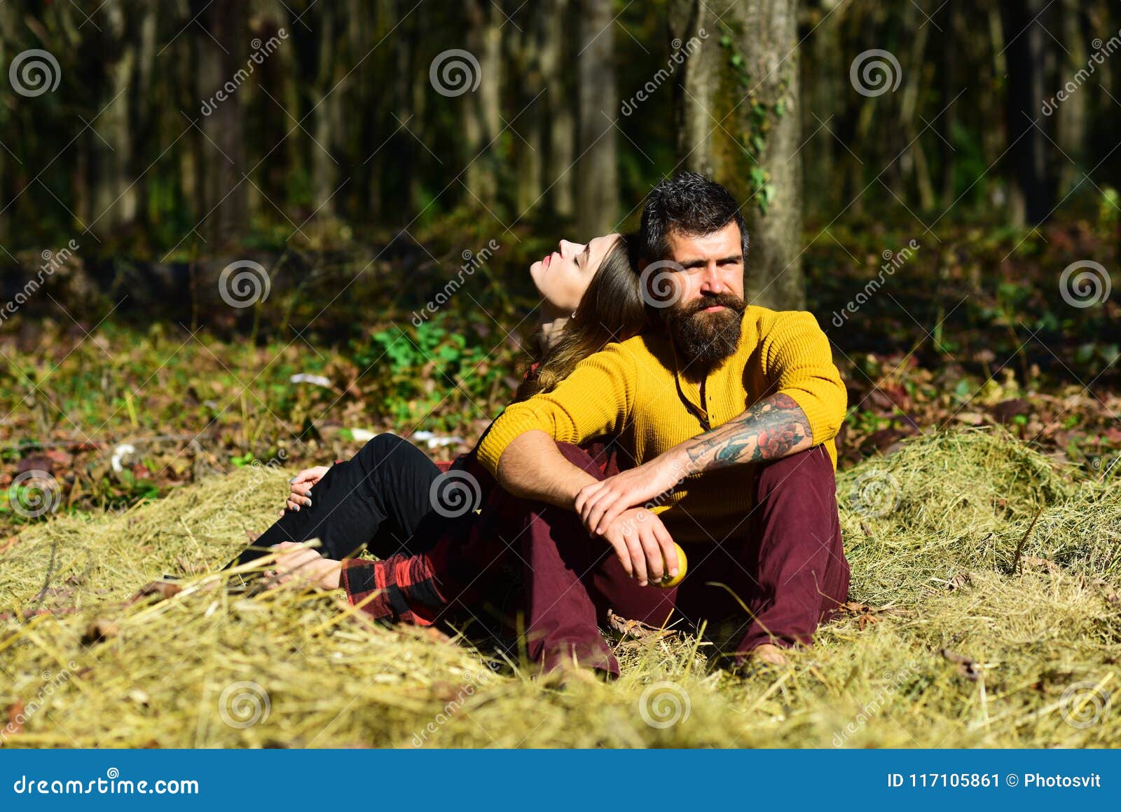 Couple in Love Spends Time in Park. Autumn and Love Stock Image - Image ... Couple in Love Spends Time in Park. Autumn and Love Stock Image - Image ...