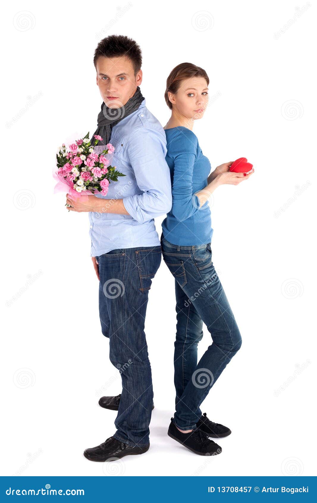 Couple in Love Standing Back To Back Stock Image - Image of fashion ...