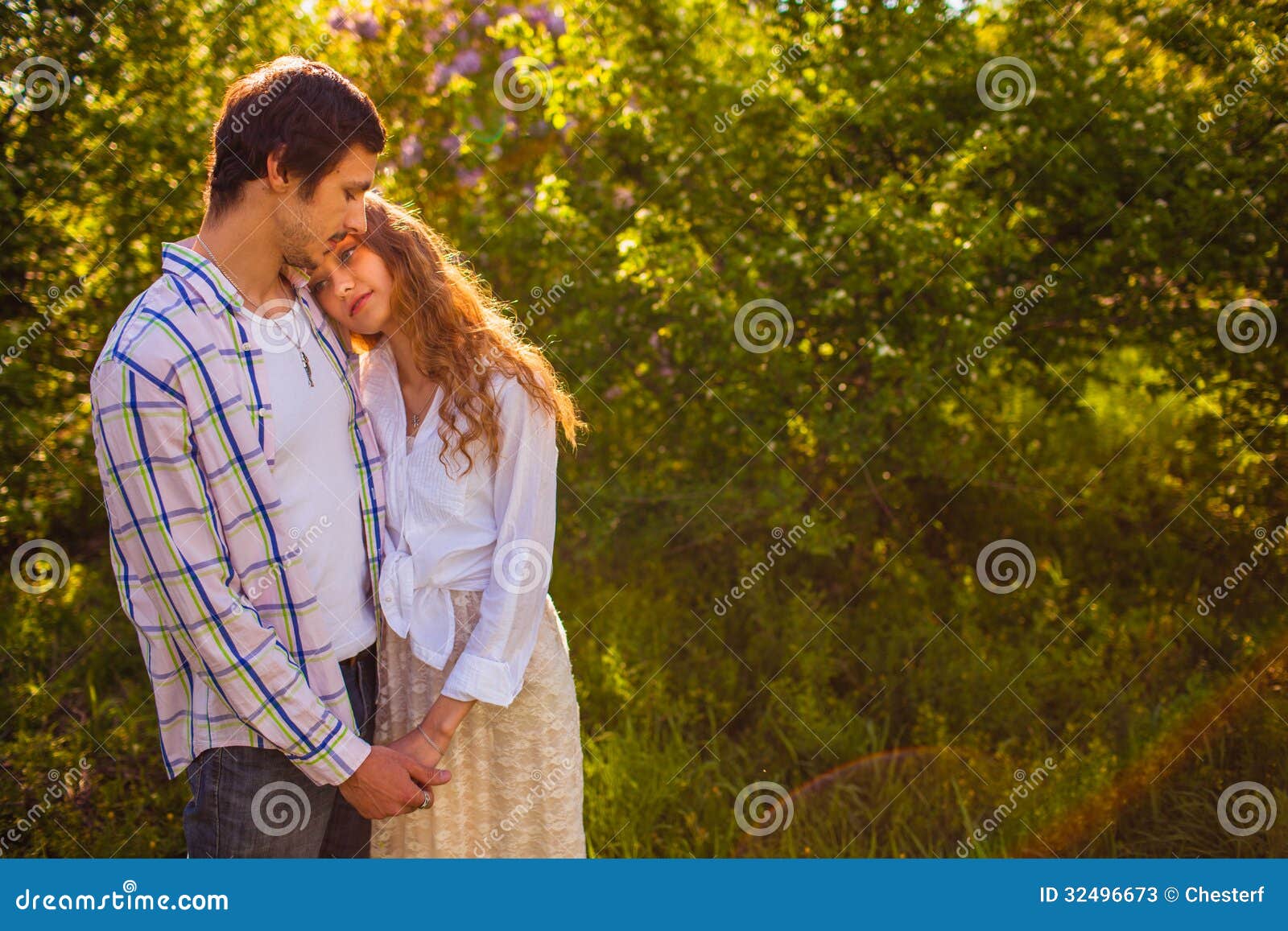 Couple in Love Standing at Summer Park Stock Image - Image of leisure ...
