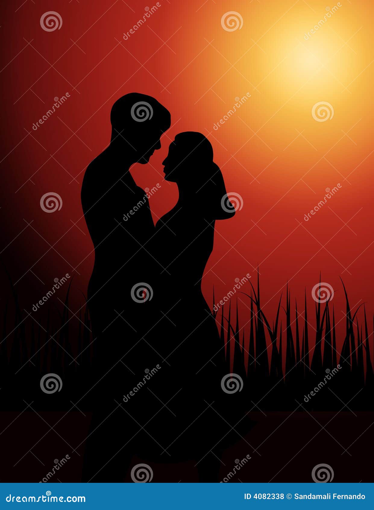Couple in love at sunset stock illustration. Illustration of human ...