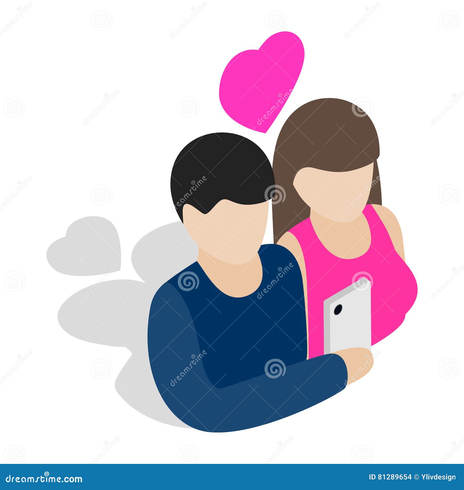 Couple In Love Taking Selfie Together Icon Stock Vector Illustration