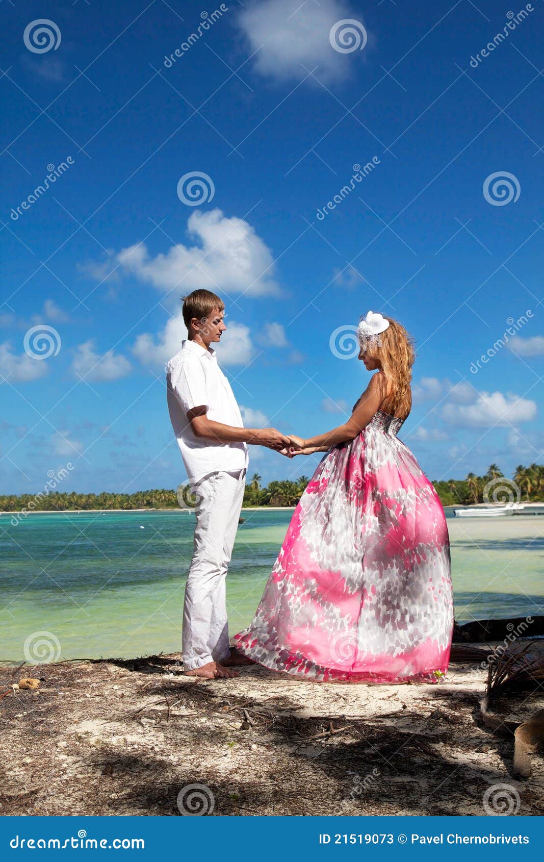 Couple in Love on Tropical Beach Stock Image - Image of married, cigar ...