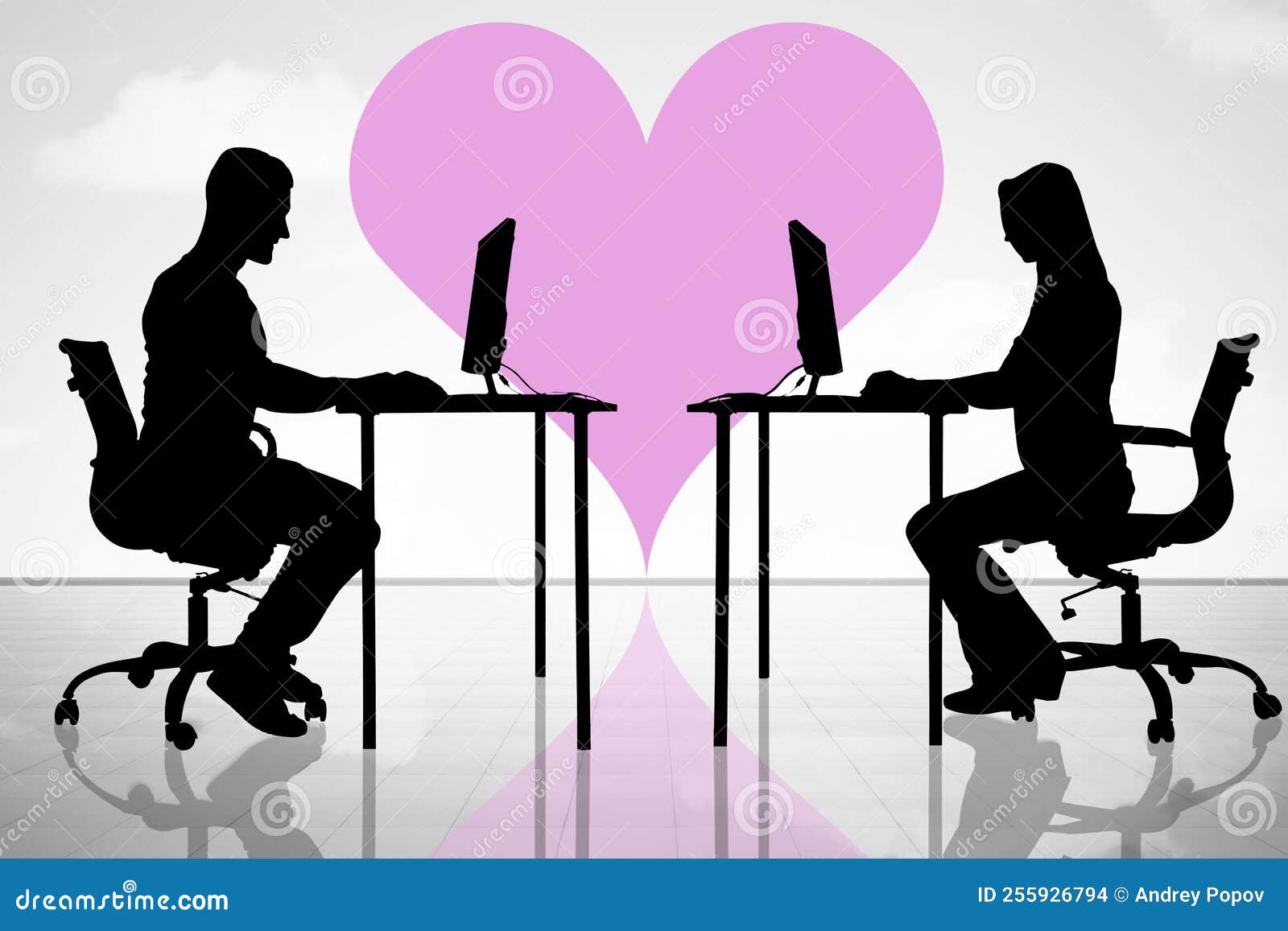Couple in Love Using Computers Stock Photo - Image of heart, technology ...