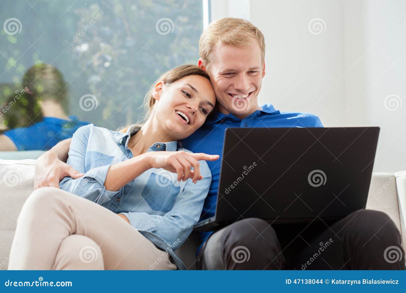 Couple in Love Using Internet Stock Photo - Image of happiness, playing ...