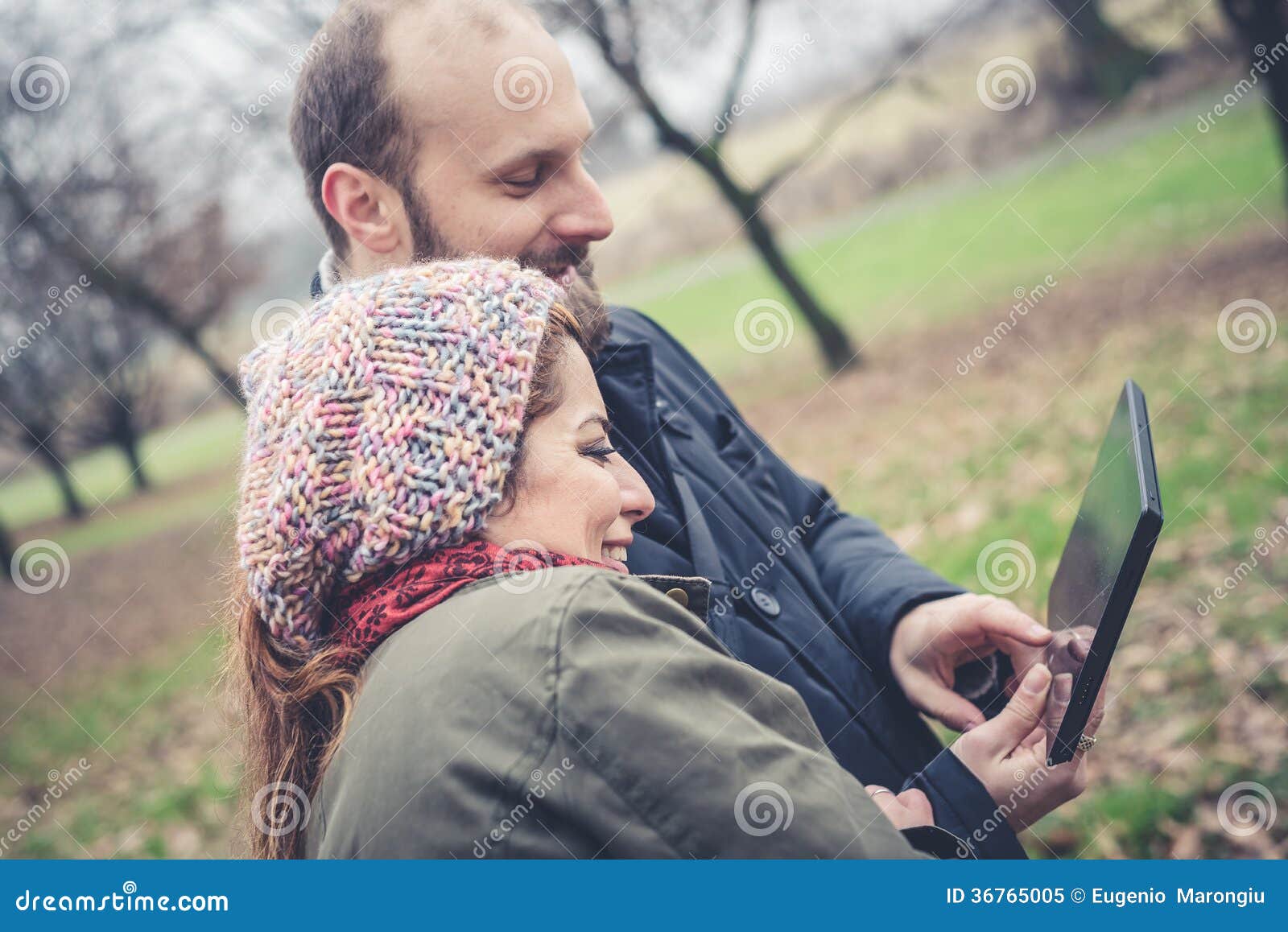 Couple in Love Using Tablet Connecting Web Wireless Wifi Stock Image ...