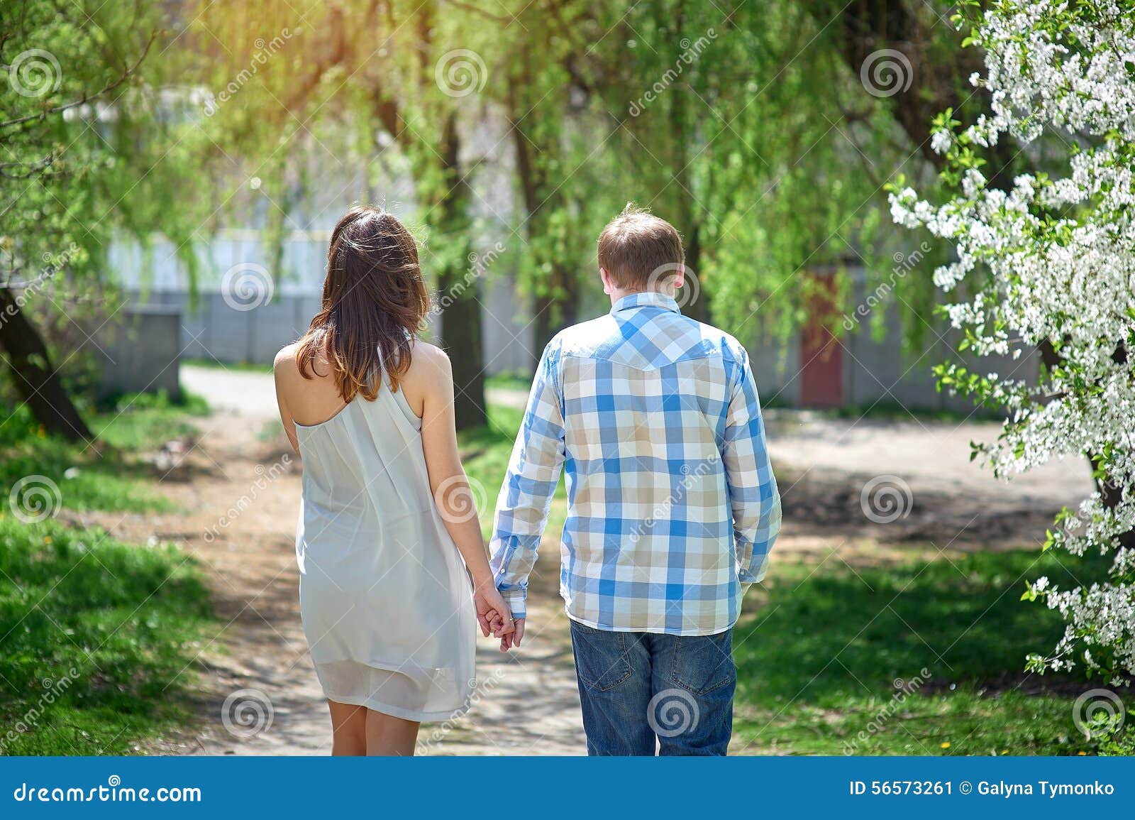 Couple in Love Walking Along the Path Stock Image - Image of people ...