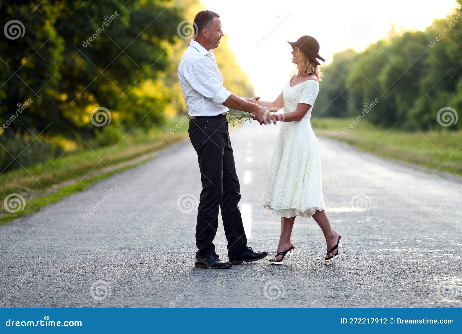 Couple in Love Walking on the Road Stock Photo - Image of concept ...