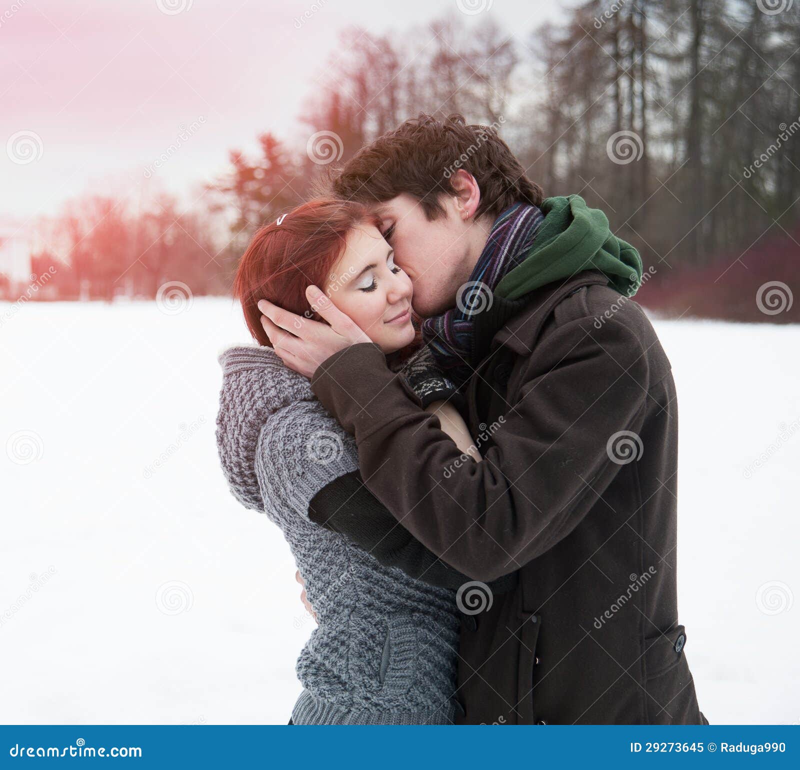 Couple in love in winter stock image. Image of smiling - 29273645