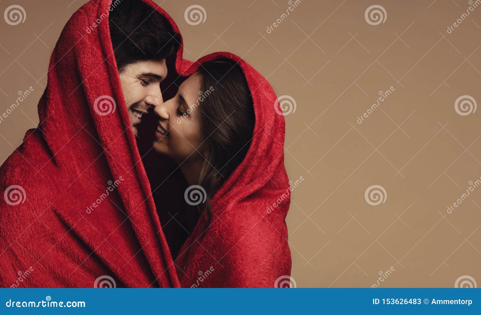 Couple In Love Wrapped In A Blanket Stock Image Image Of Couple