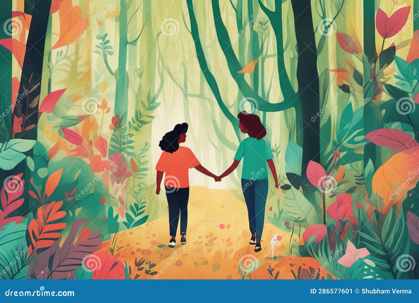 Couple of Lovers in the Forest Stock Image - Image of tree, couple ...